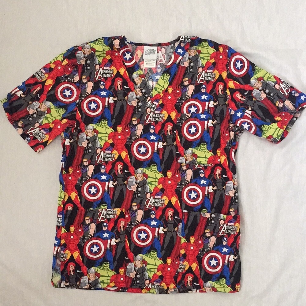 Marvel Avengers Assemble V Neck Unisex Scrub - Gem